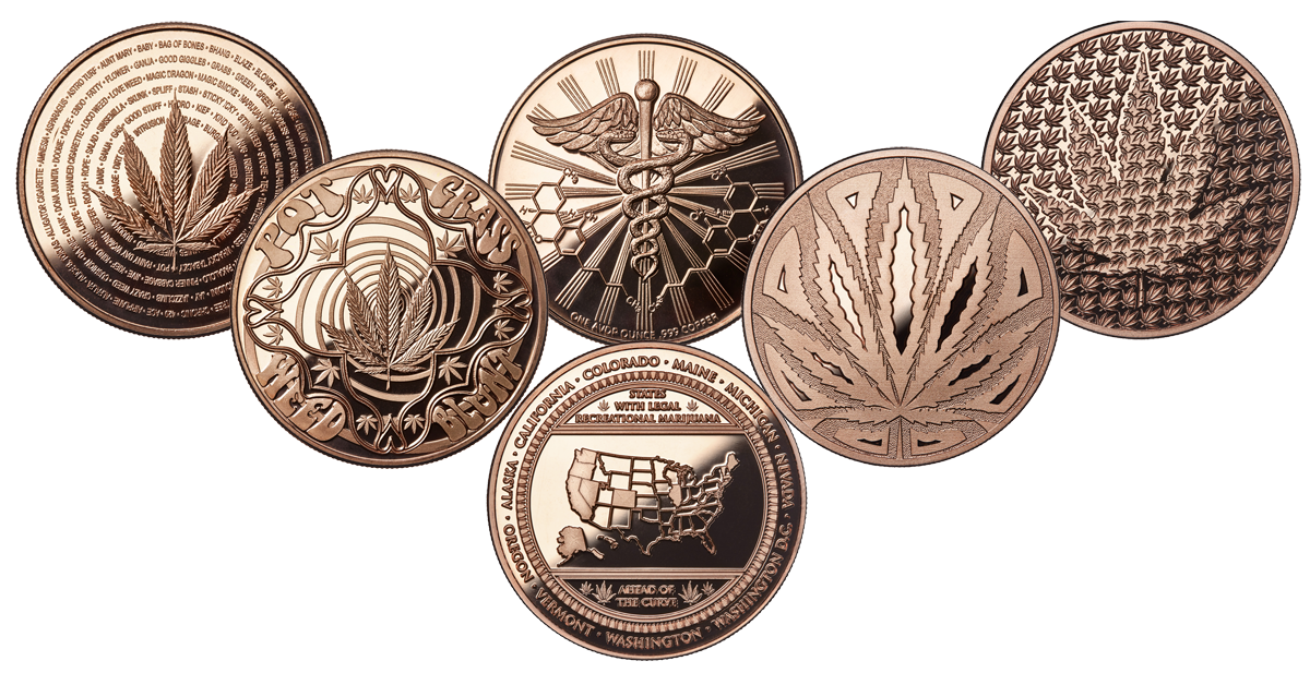 .999 Silver & Copper Collectible Cannabis Coins