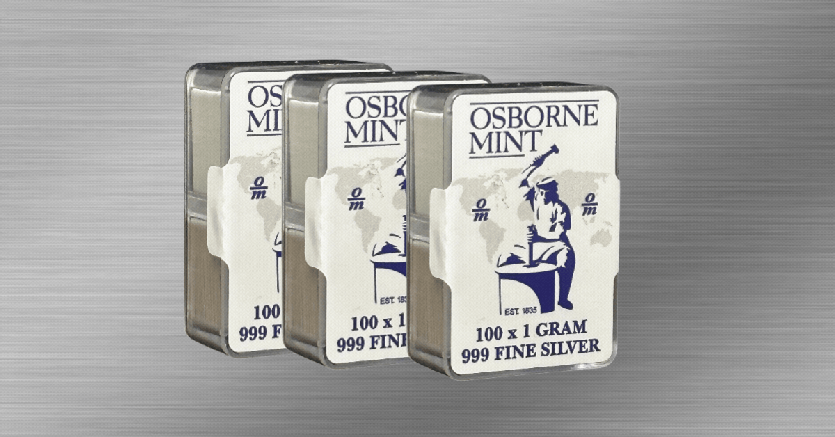 100 Gram Silver Wholesale Packs - 1 Gram Silver Bar Each